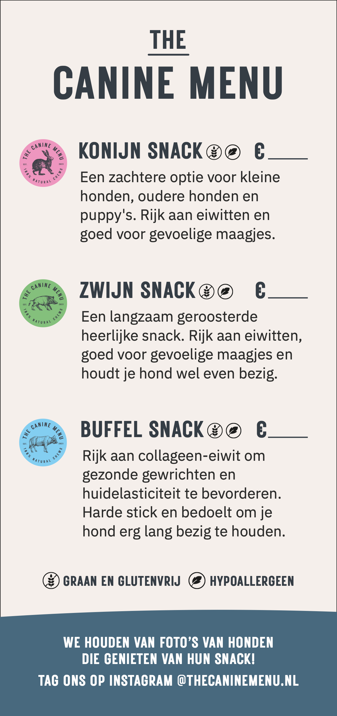 Menukaart - (25 stuks) – The Canine Menu Europe